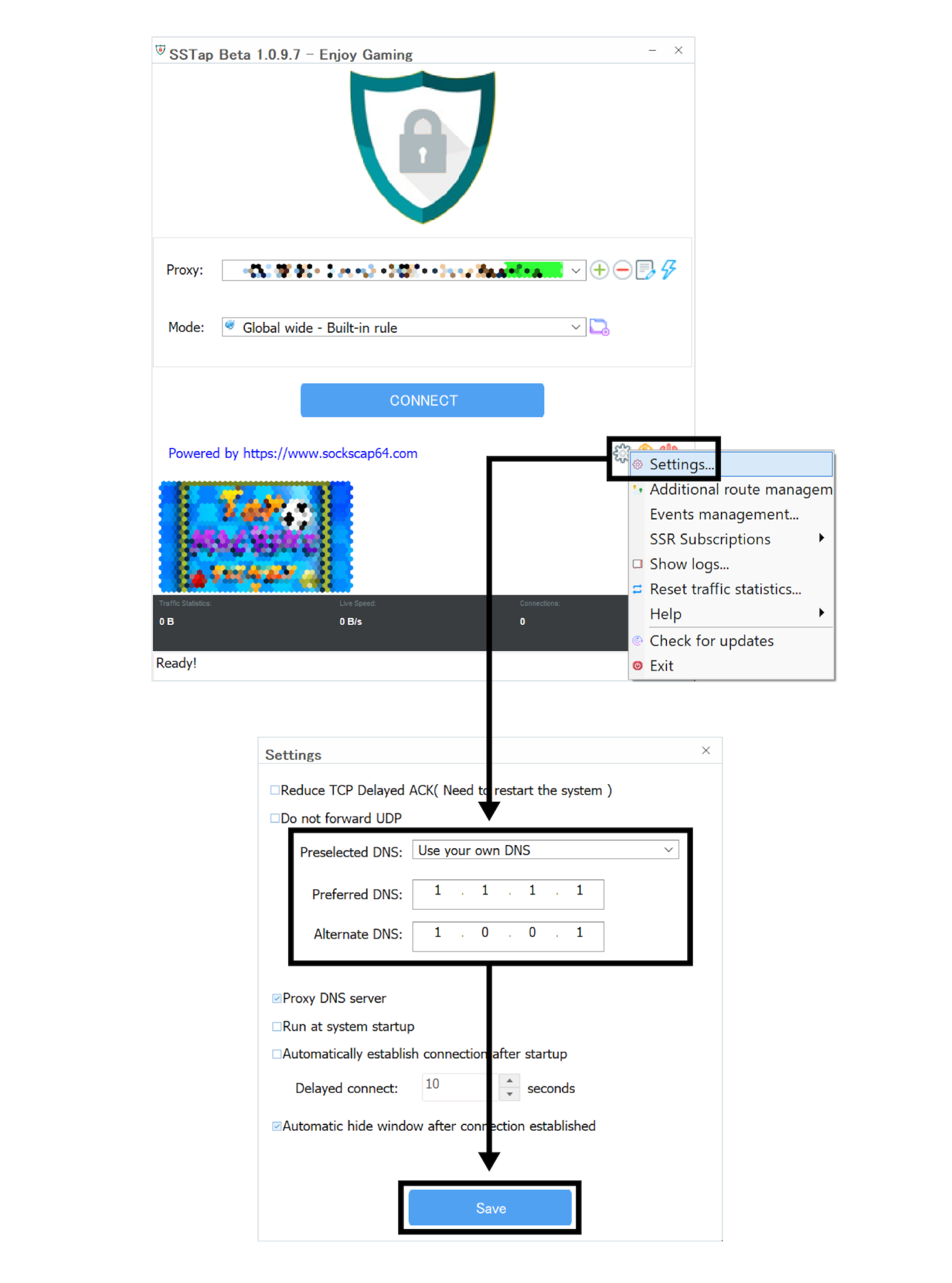SSTap 설정 방법 - UCSS